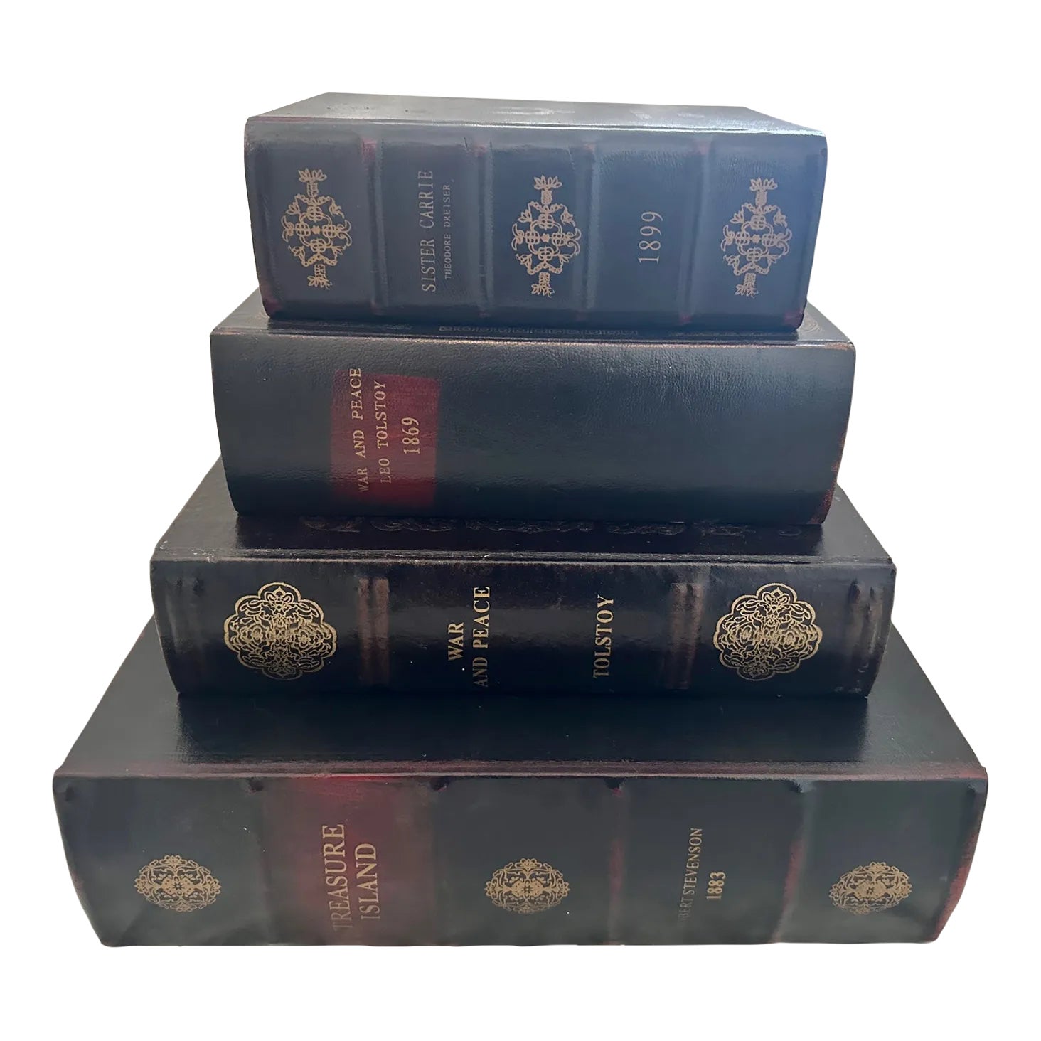 Faux Leather Book Storage Boxes -A Set | Chairish
