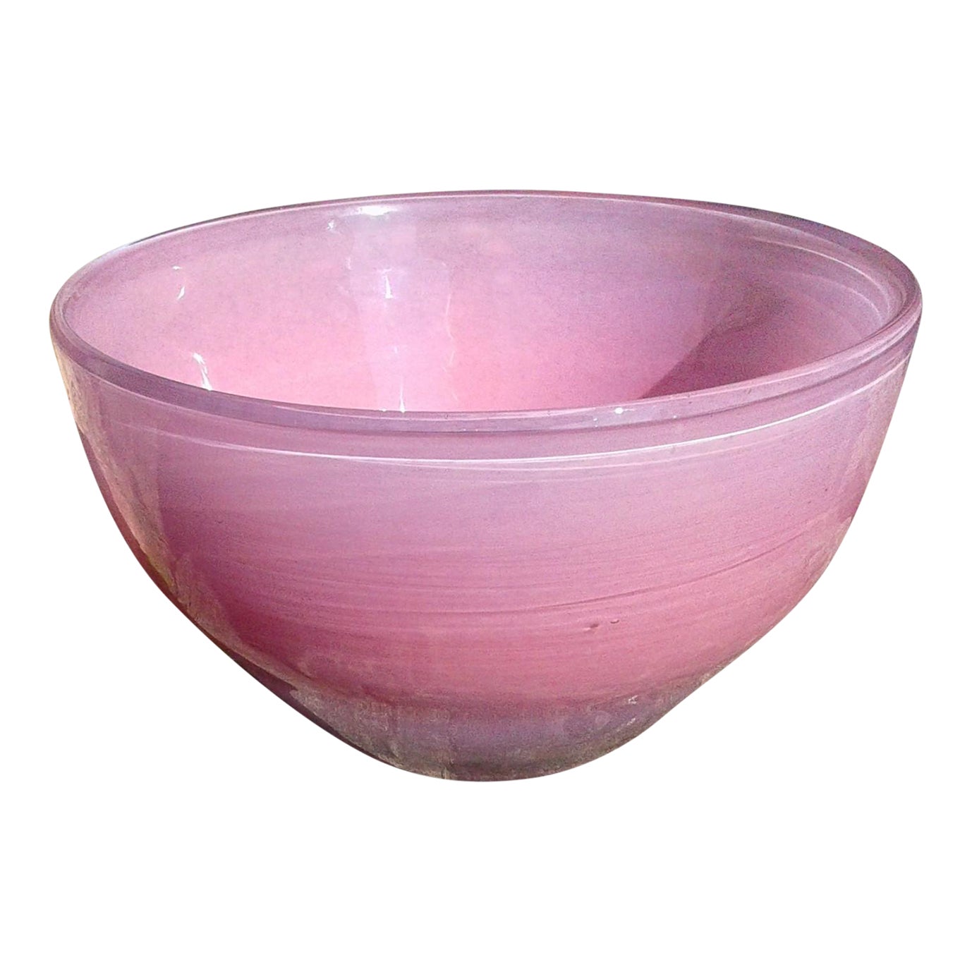 Pink Henry Dean Belgium Art Glass Bowl, Signed | Chairish