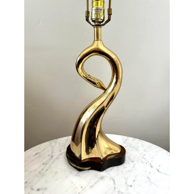 Vintage Frederick Cooper Brass Swan Table Lamp | Chairish