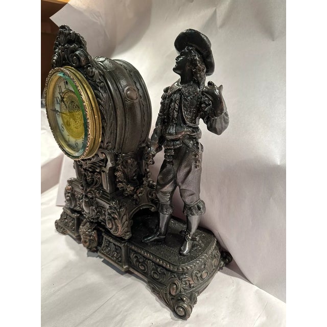19th Century Waterbury “Vale” Cast Metal Figural Statue Mantel Clock ...