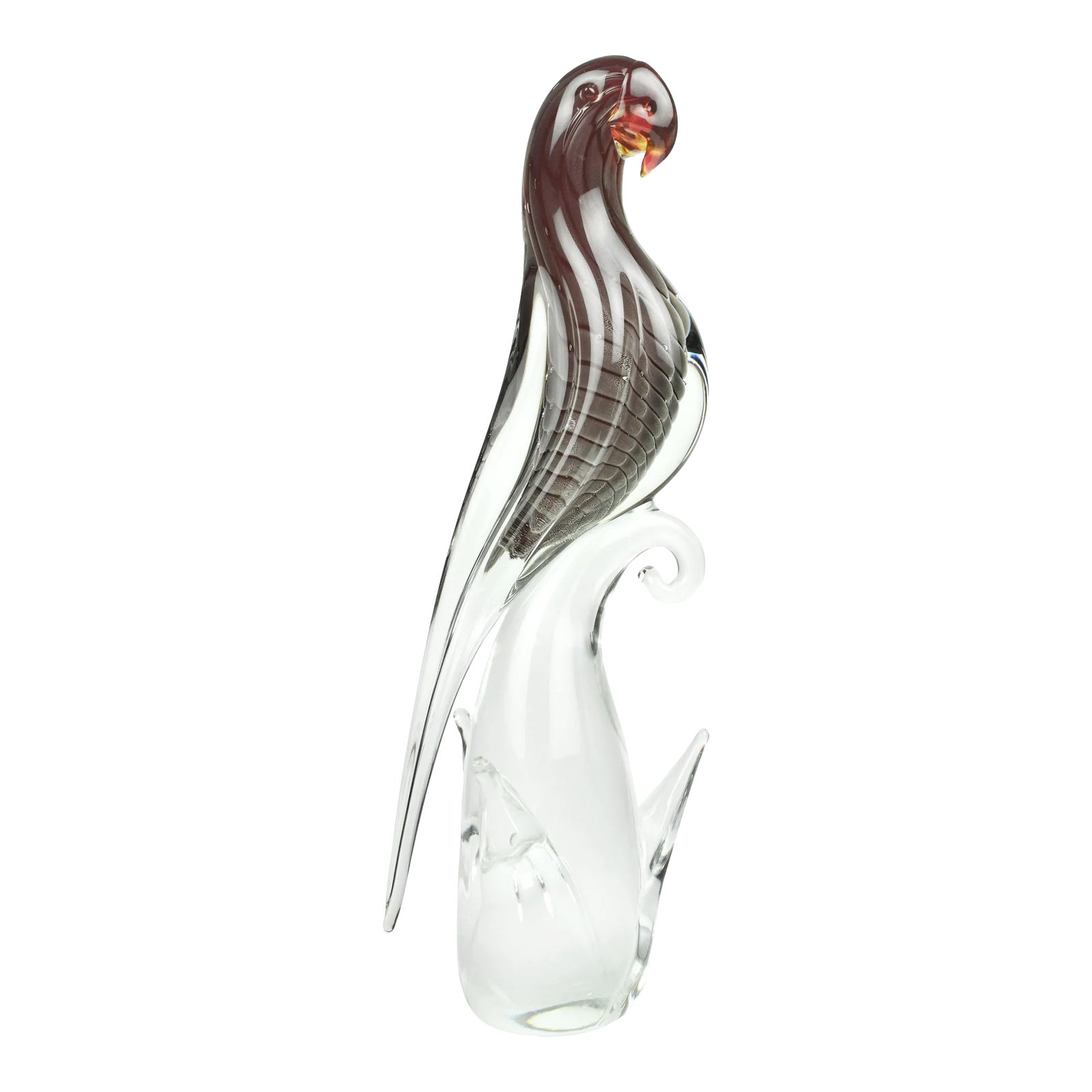 Mid 20th Century Hand Blown Italian Murano Parrot Fumato Art Glass ...