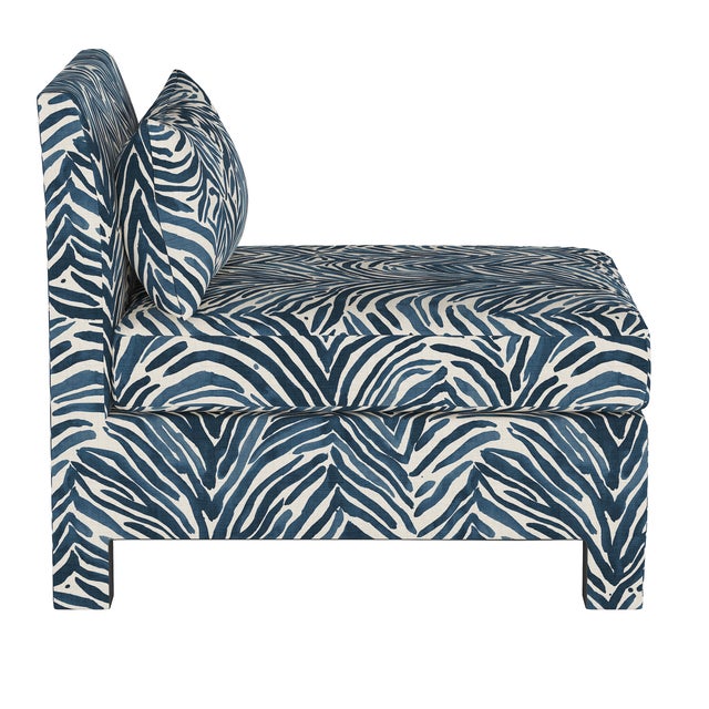 Armless Chair, Washed Zebra Blue | Chairish