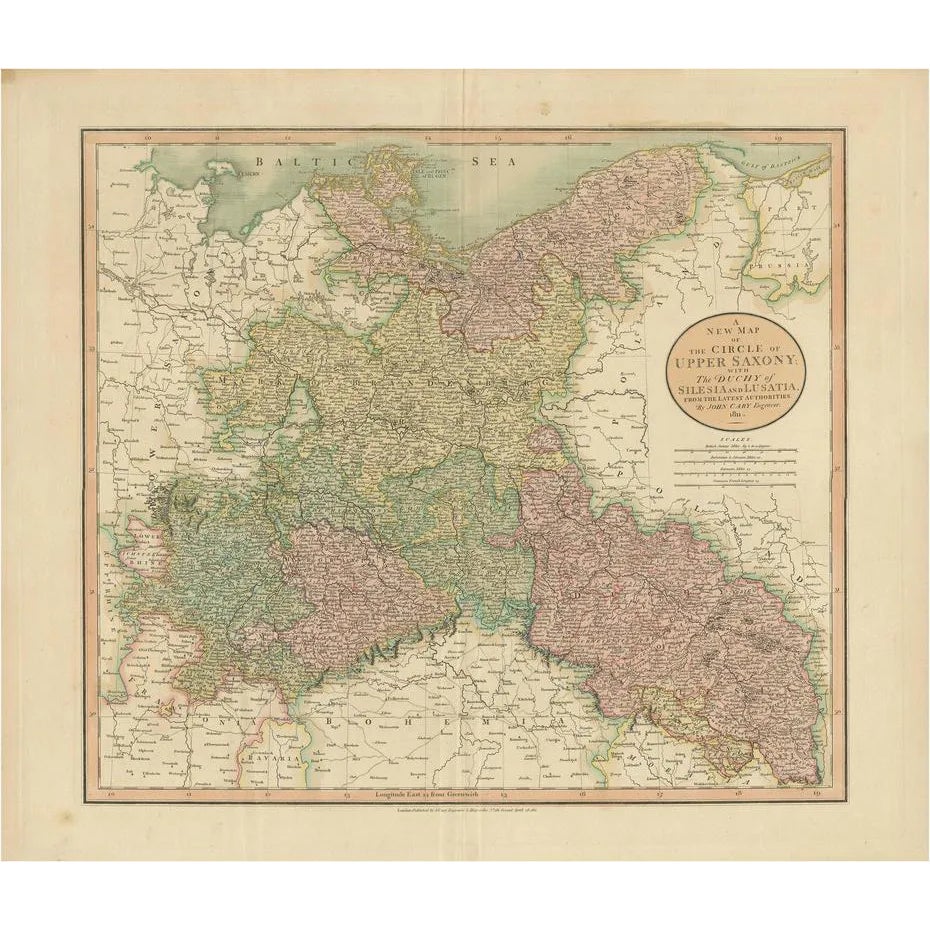 Antique Map of the Eastern Part of Germany, 1811 | Chairish