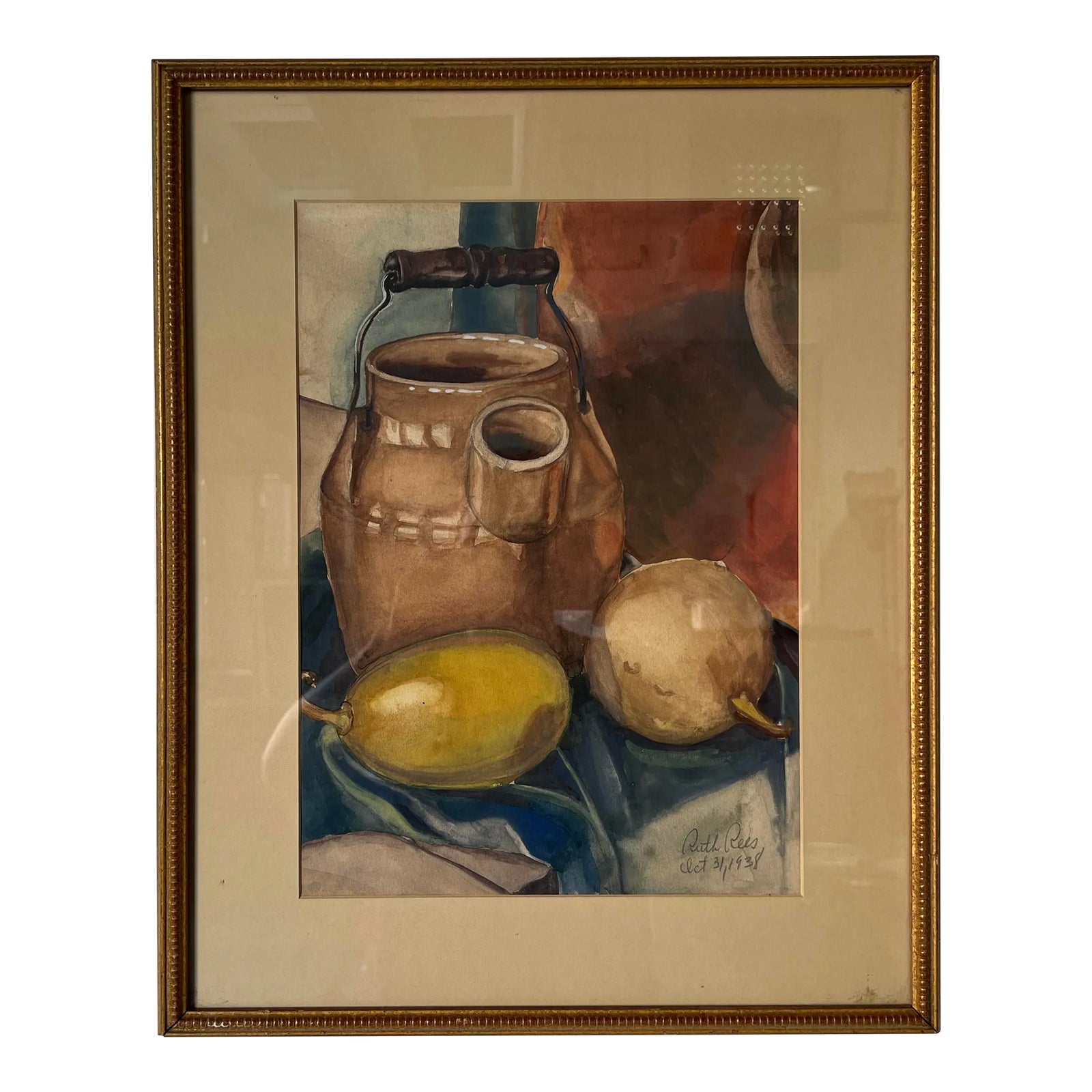 1930's Ruth Rees Still Life Watercolor Painting | Chairish