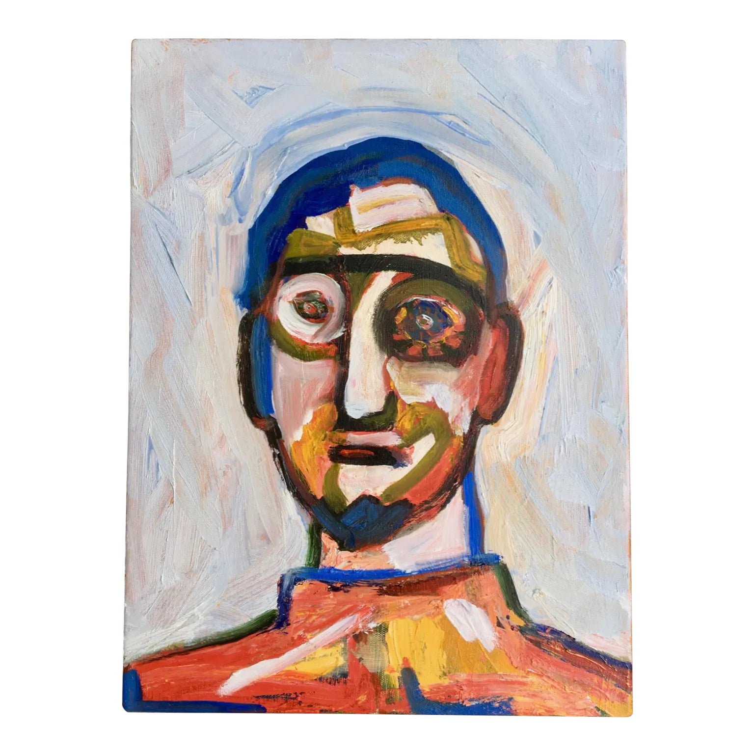 “The Irony” Expressionist Portrait Oil Painting by Joao De Brito | Chairish