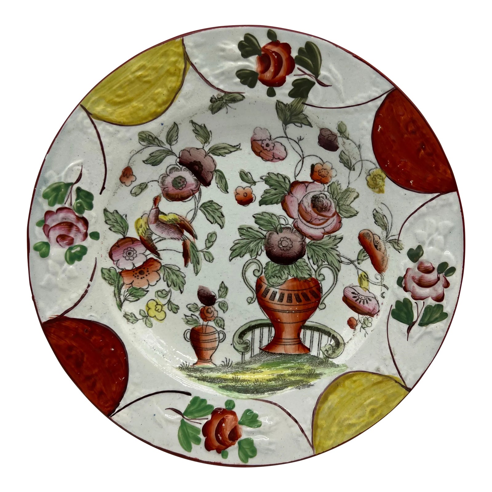 Antique English Staffordshire Gaudy Floral Decorated Pearlware Plate ...