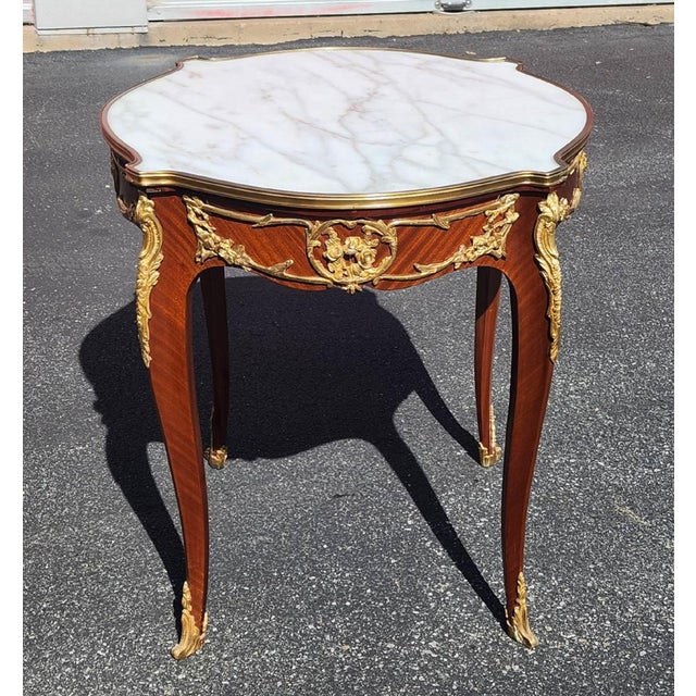 French Louis XV Style Side Table Gilt Bronze With Marble Insert Top ...