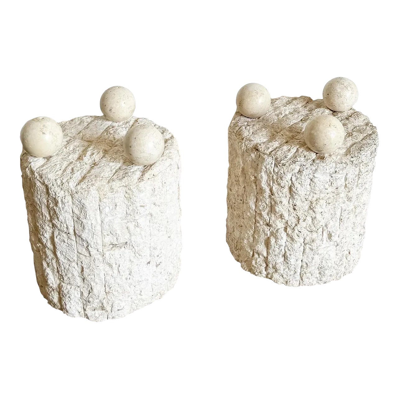Postmodern Tessellated Stone Circular Side Tables | Chairish