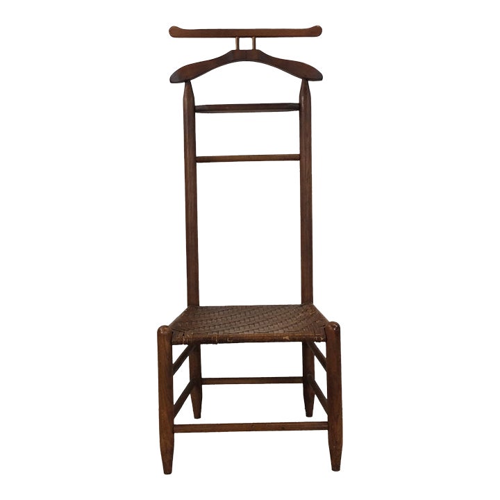 Mid Century Modern Gentleman’s Valet Butler With Woven Seat | Chairish