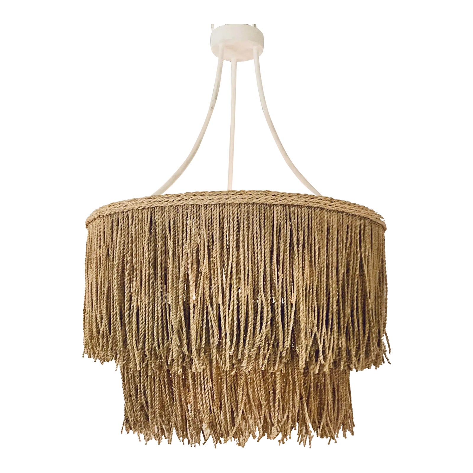 Currey & Company Organic Modern Two Tier Rope Chandelier | Chairish