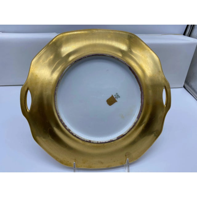 Vintage Pickard Gold Rose and Daisy Handled Porcelain Serving Plate ...