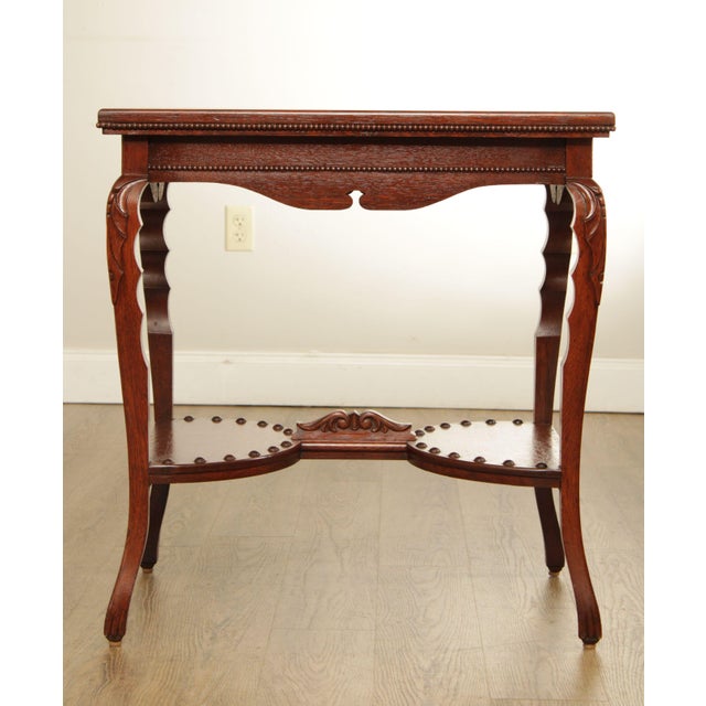Victorian Carved Oak Music Box Table | Chairish