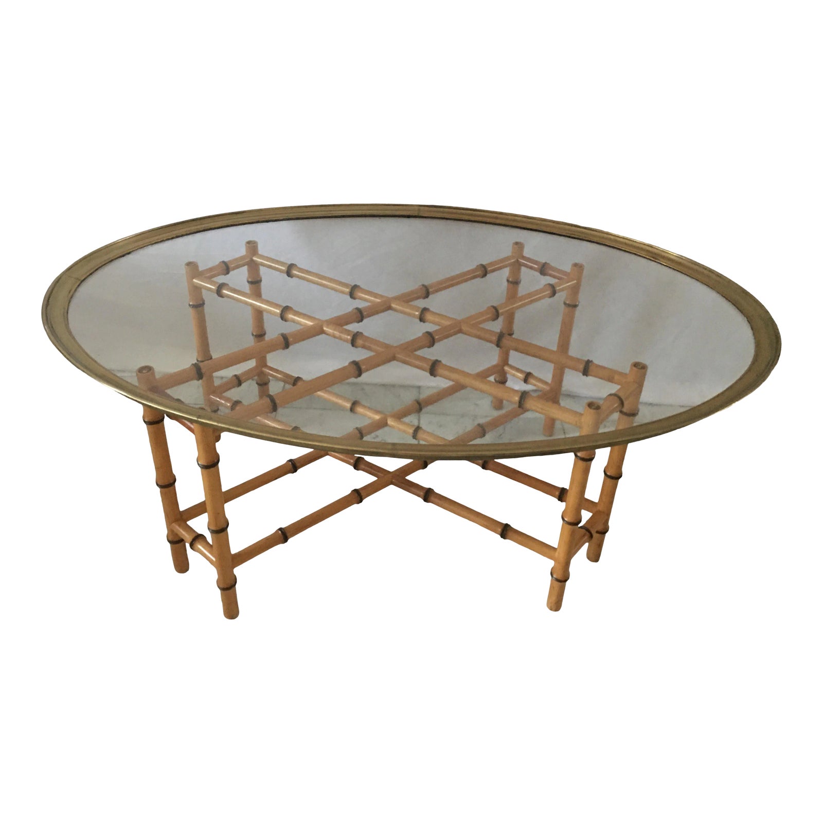 Vintage Faux Bamboo Wood Coffee Table | Chairish