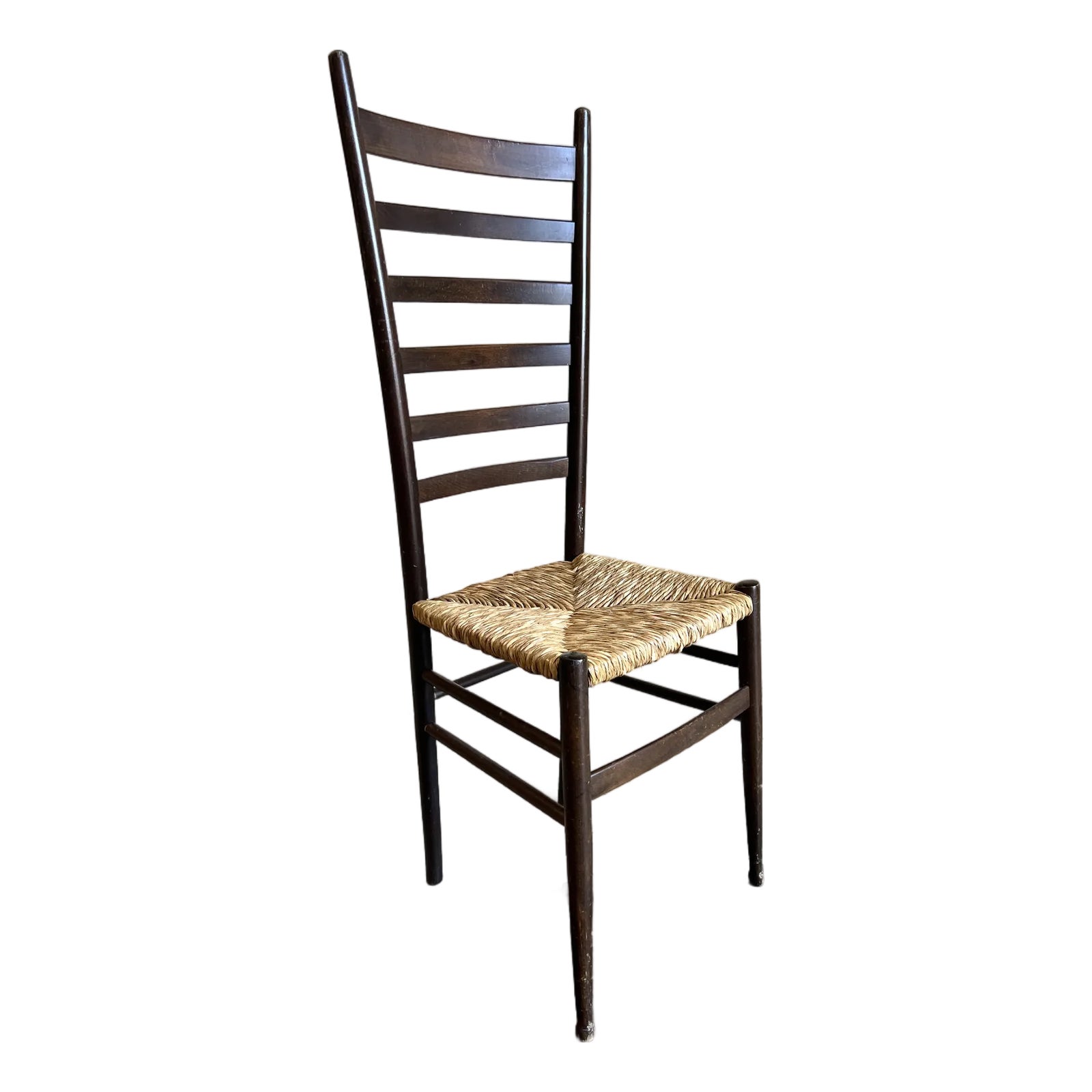 Vintage Italian Ladder Back Wooden Chair Attributed to Gio Ponti | Chairish