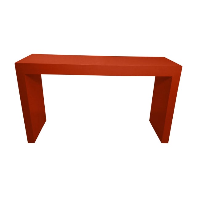 Late 20th Century Parsons Style Ruby Red Console Table | Chairish