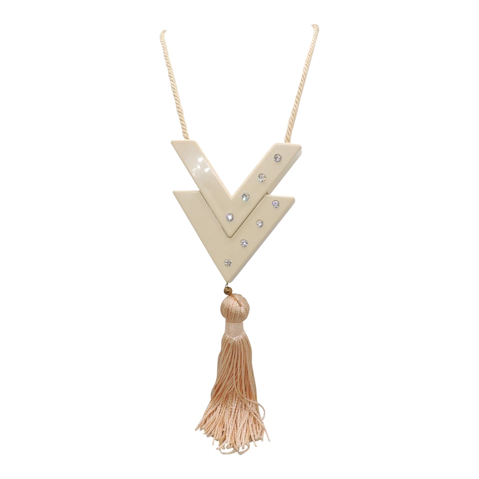 Vintage 1986 Valentino Vv Off White Perfume Tassel Necklace | Chairish