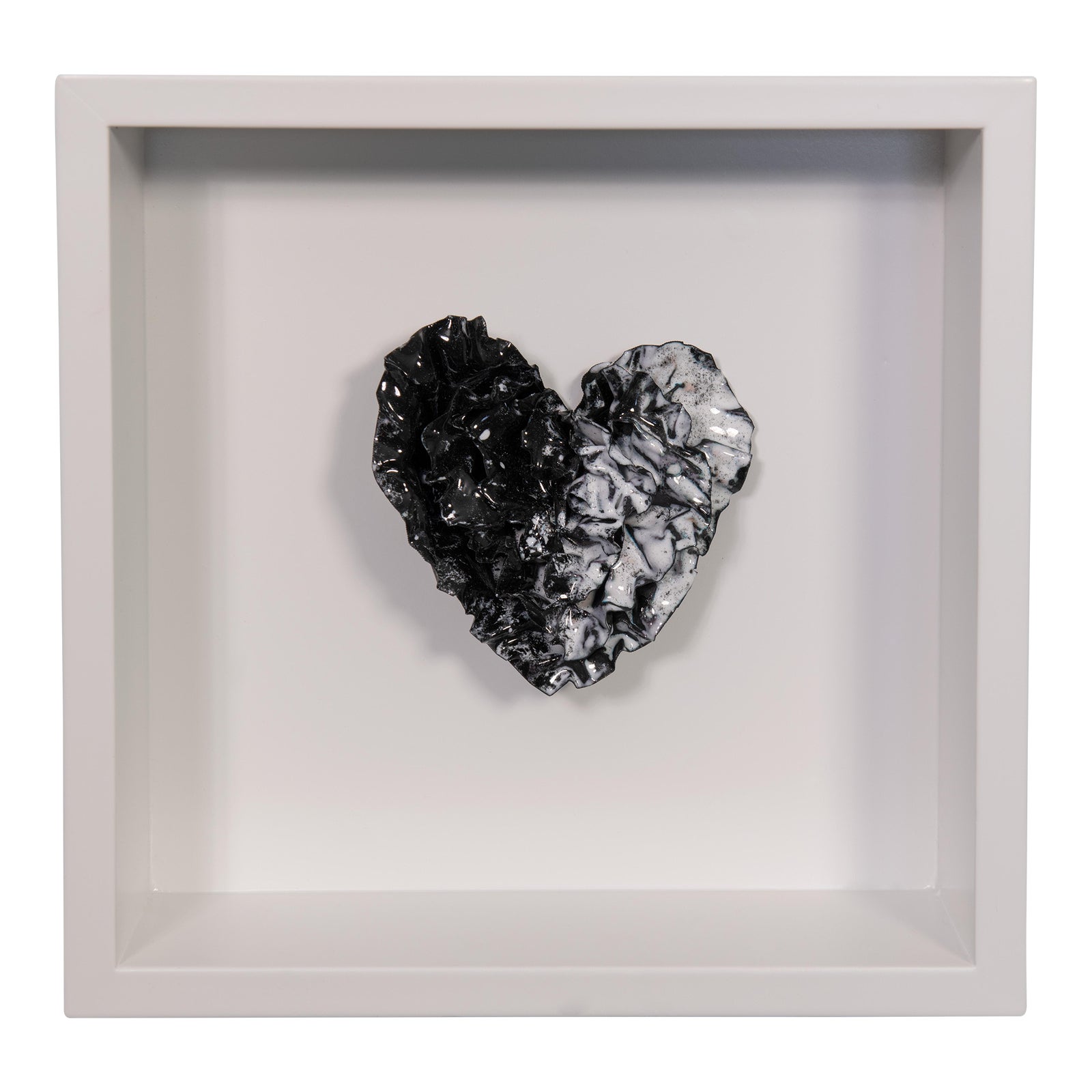 "Black and White Heart" Abstract Wall Art Sculpture, 2024 | Chairish