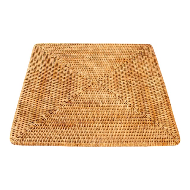 Artifacts Rattan Square Placemat in Honey Brown - 13" | Chairish