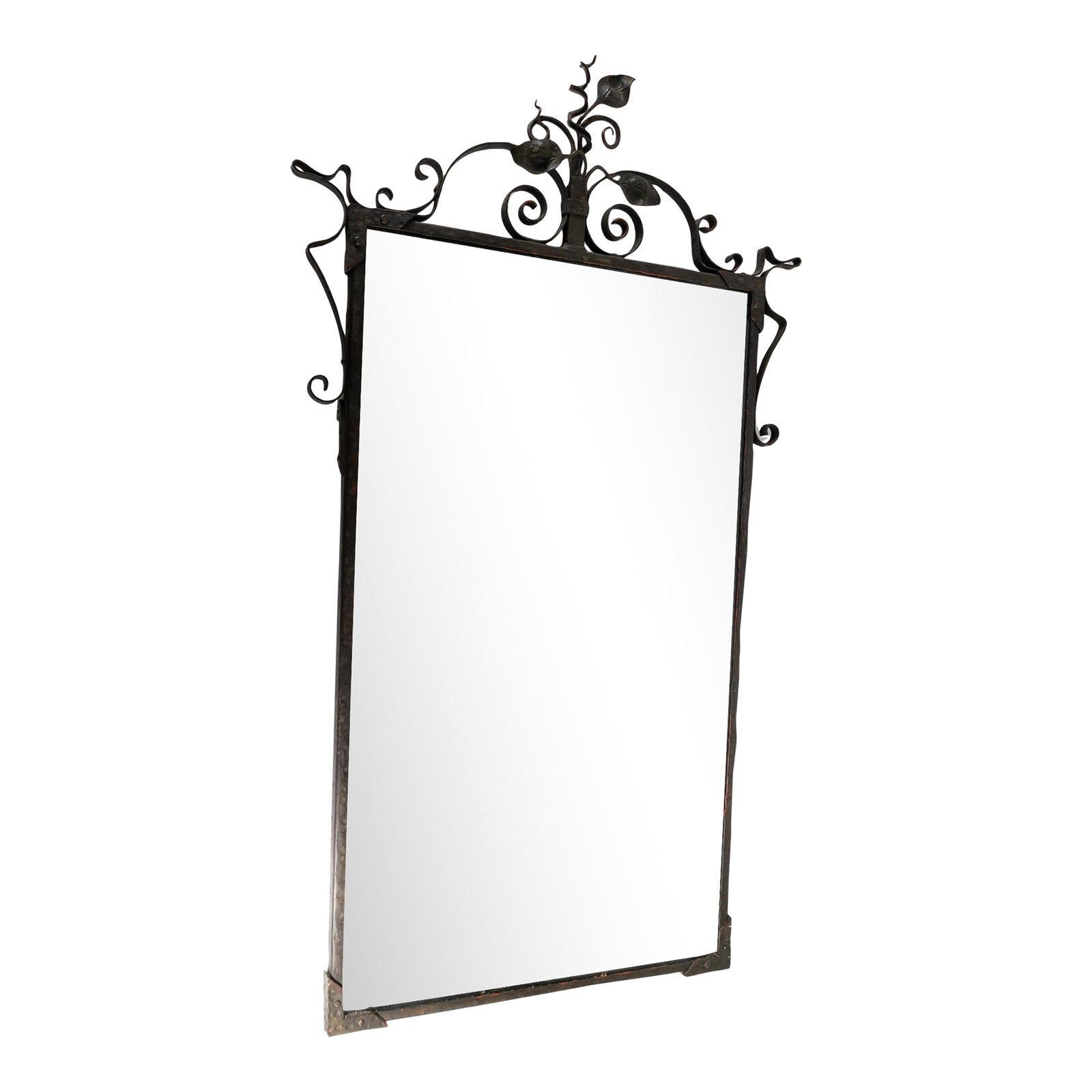 20th Century Blacksmith Hand Wrought Iron Wall Mirror | Chairish