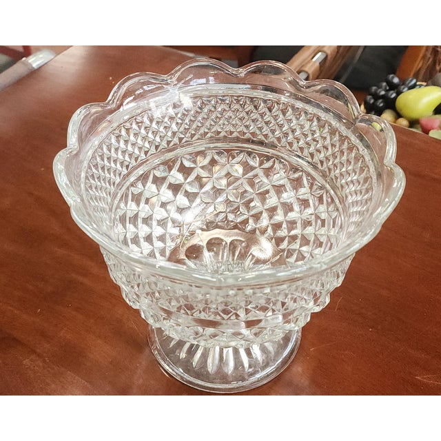 Vintage Anchor Hocking Wexford Pattern Pressed Glass Footed Centerpiece ...