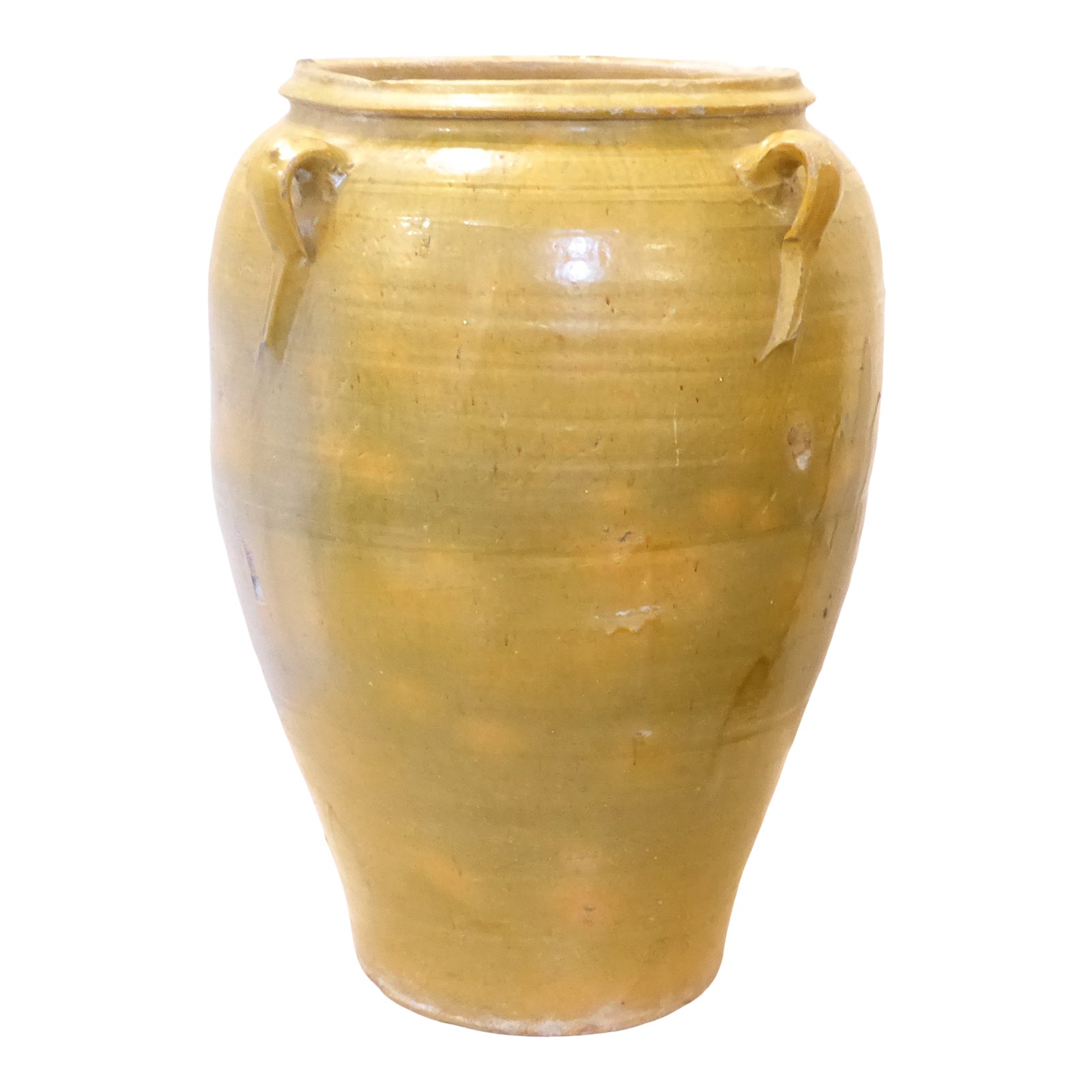 Vintage Large Spanish Mustard Color Glazed Garden Vessel | Chairish