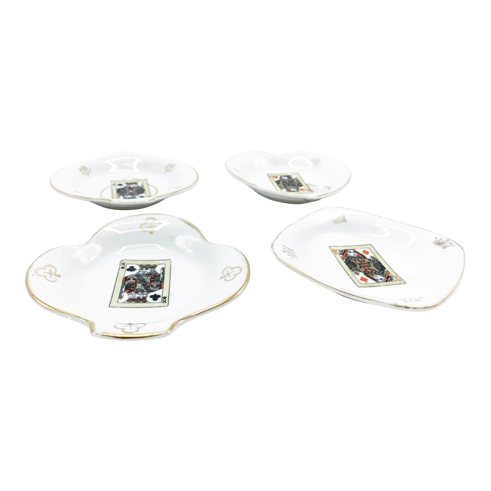 Antique Japanese Porcelain Playing Card Suite Themed Dishes - Set of 4 ...