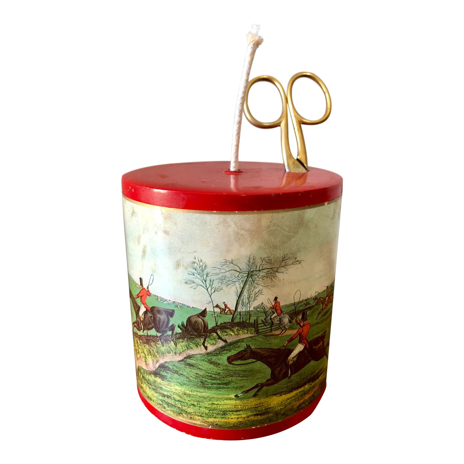 Vintage English Fox Hunt String Holder | Chairish
