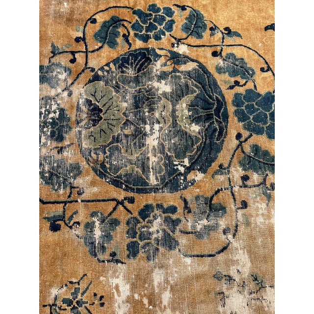 1800s Antique Chinese Floral Design Rug | Chairish