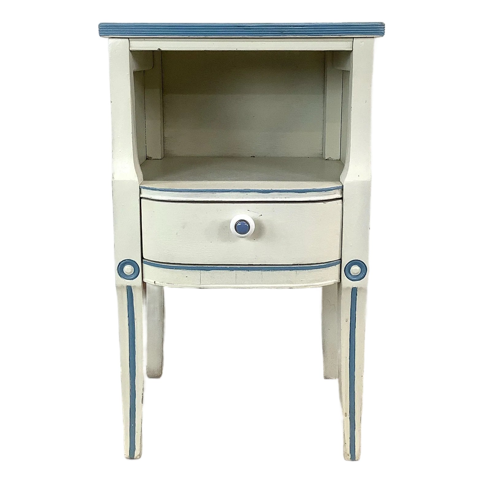 Vintage Neoclassical Bedside Table With Drawer | Chairish
