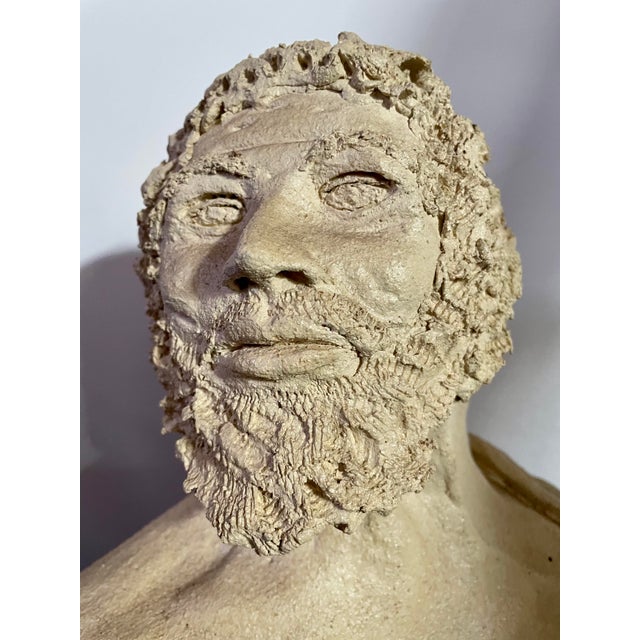 1983 Neo-Classical Original Ceramic Clay Bust of a Man by Artist Liza ...