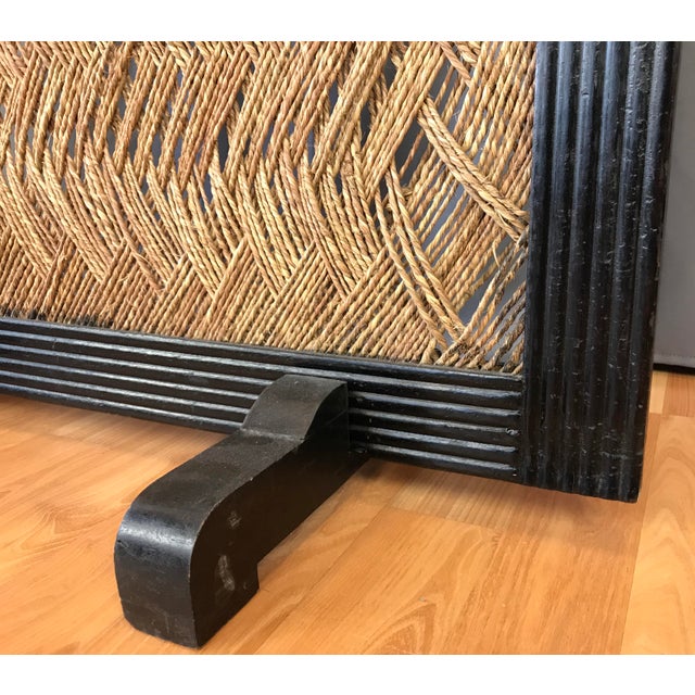 Vintage Free Standing Woven Rope Screen | Chairish