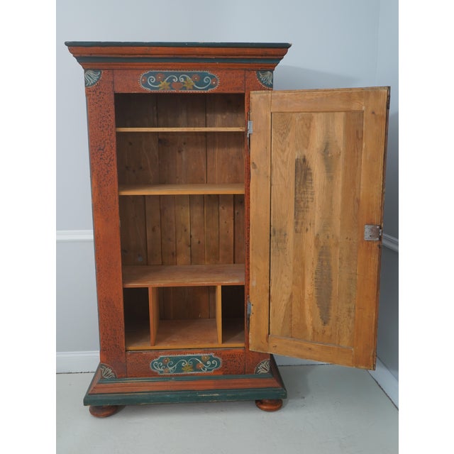 Pennsylvania Dutch Paint Decorated 1 Door Case Cupboard | Chairish
