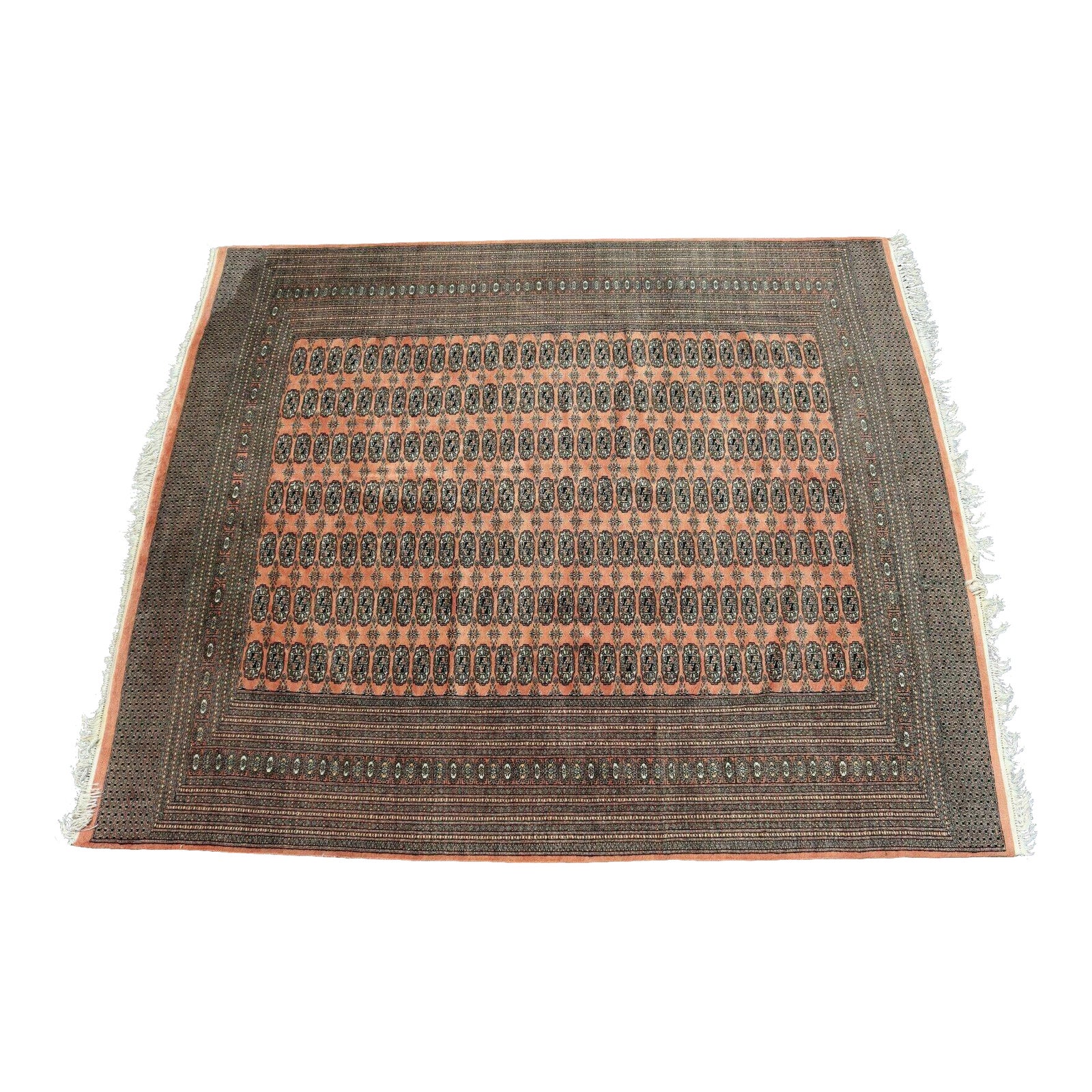 Vintage Traditional Bokhara Beige Wool Rectangular Area Rug | Chairish