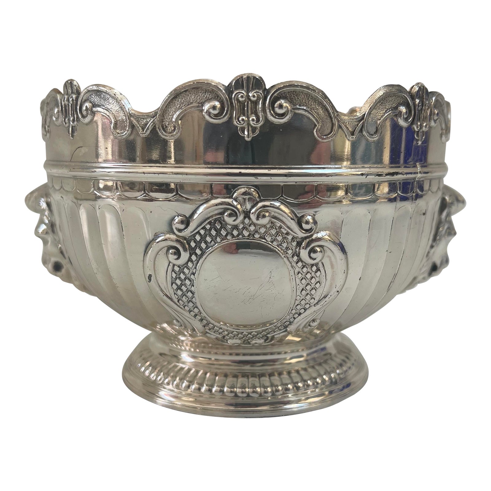 Vintage English-Style Silver-Plate Monteith Bowl | Chairish