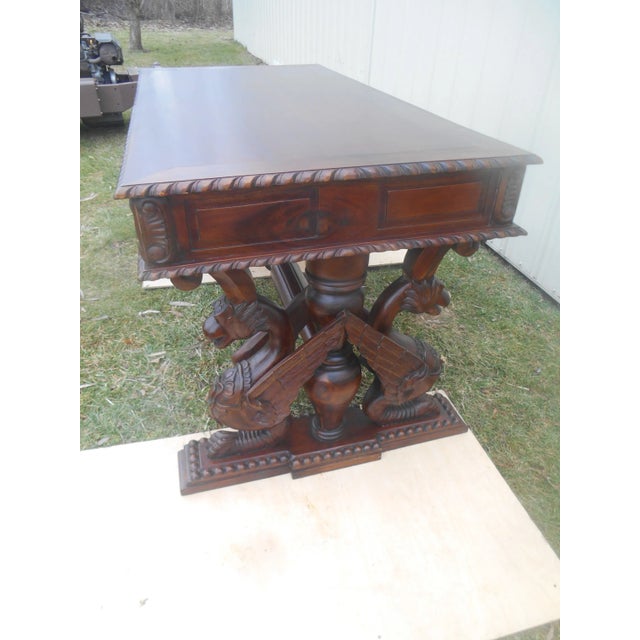Stunning Hand Carved Double Eagle Executive / Writing Desk | Chairish