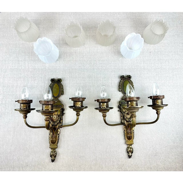 Antique French Victorian Style Bronze Wall Sconces | Chairish