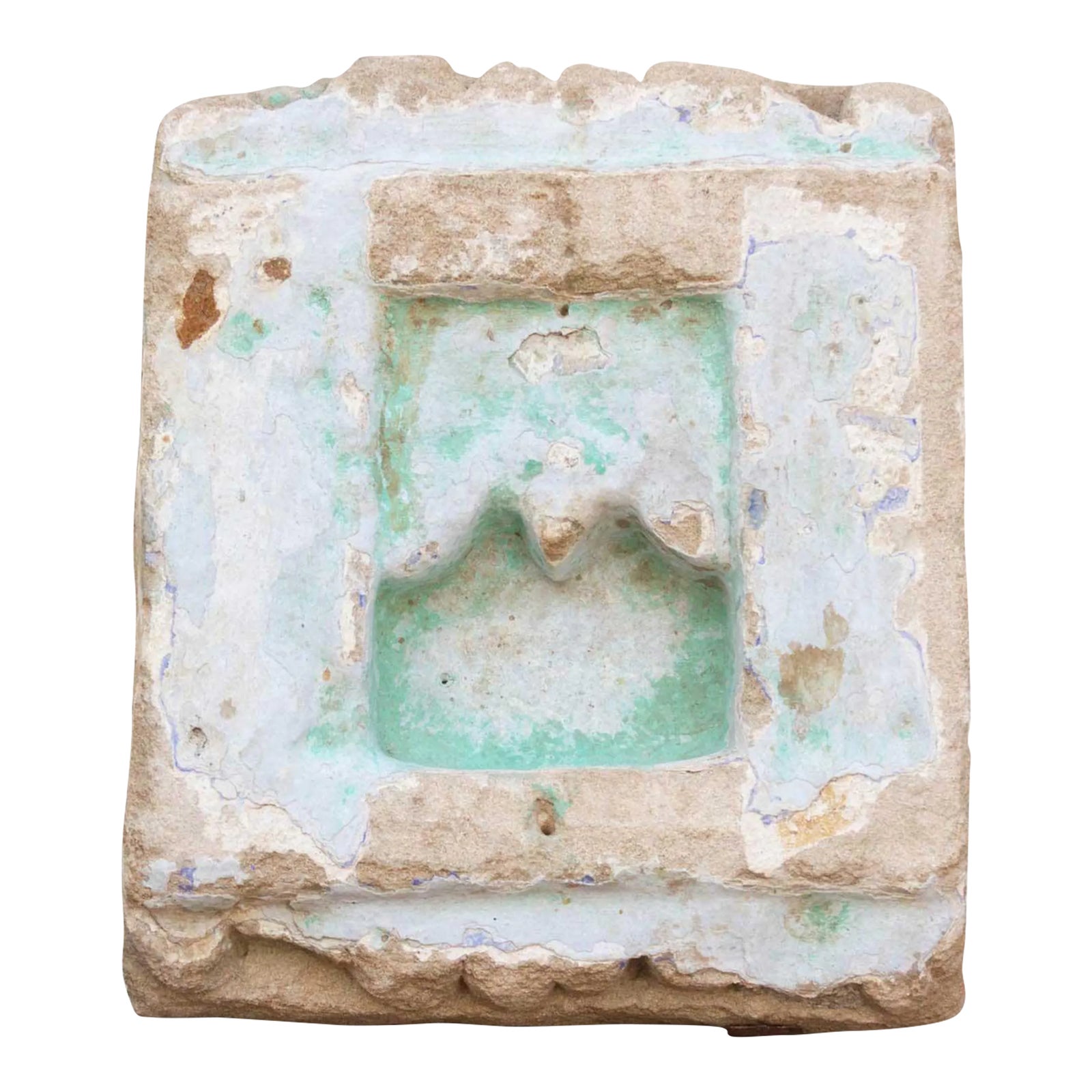Antique Carved Stone Painted Niche | Chairish