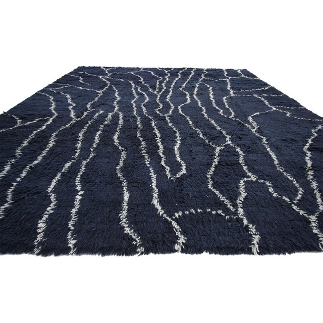 Large Navy Blue Moroccan Rug - 10'10 X 13'04 | Chairish