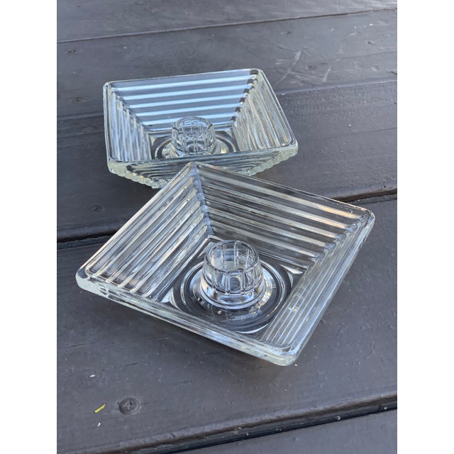 Anchor Hocking Art Deco Manhattan Candlesticks - a Pair | Chairish