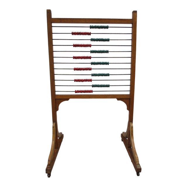 Antique Oak School Room Standing Abacus | Chairish