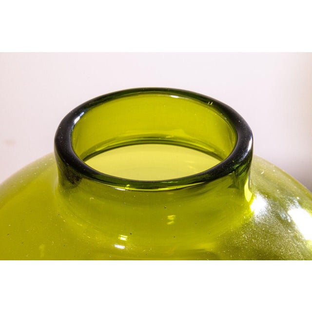 Late 20th Century Blenko Green Blown Glass Model 8821L Hand Signed ...