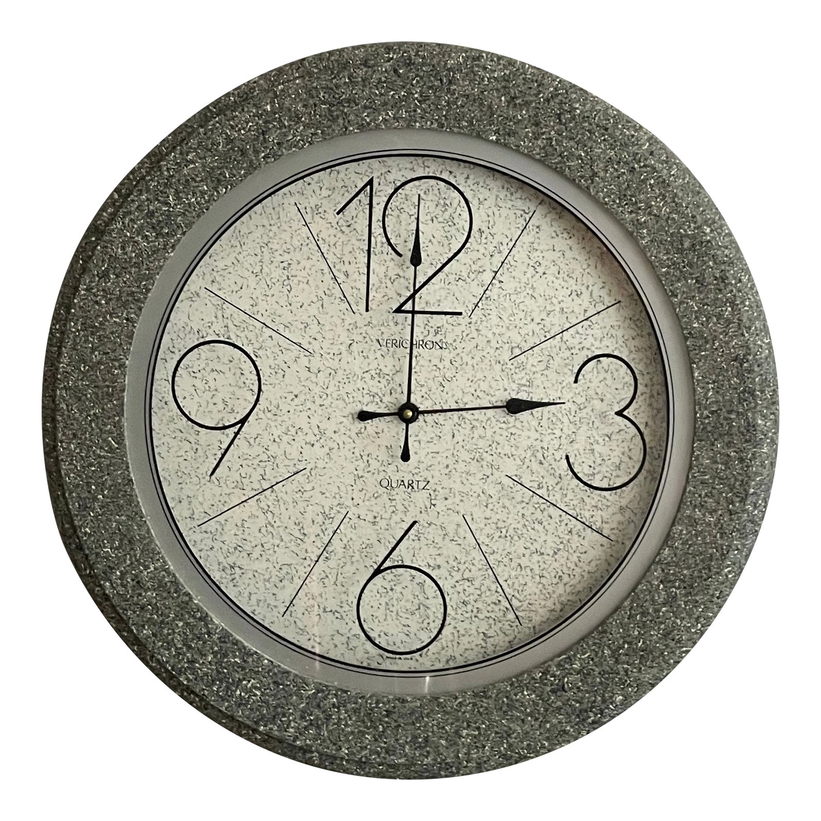 1980s Post-Modern Verichron Quartz Faux Stone Wall Clock | Chairish