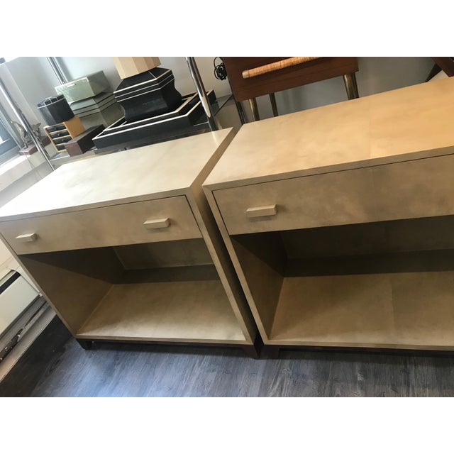 Goat Parchment Side Tables - a Pair | Chairish