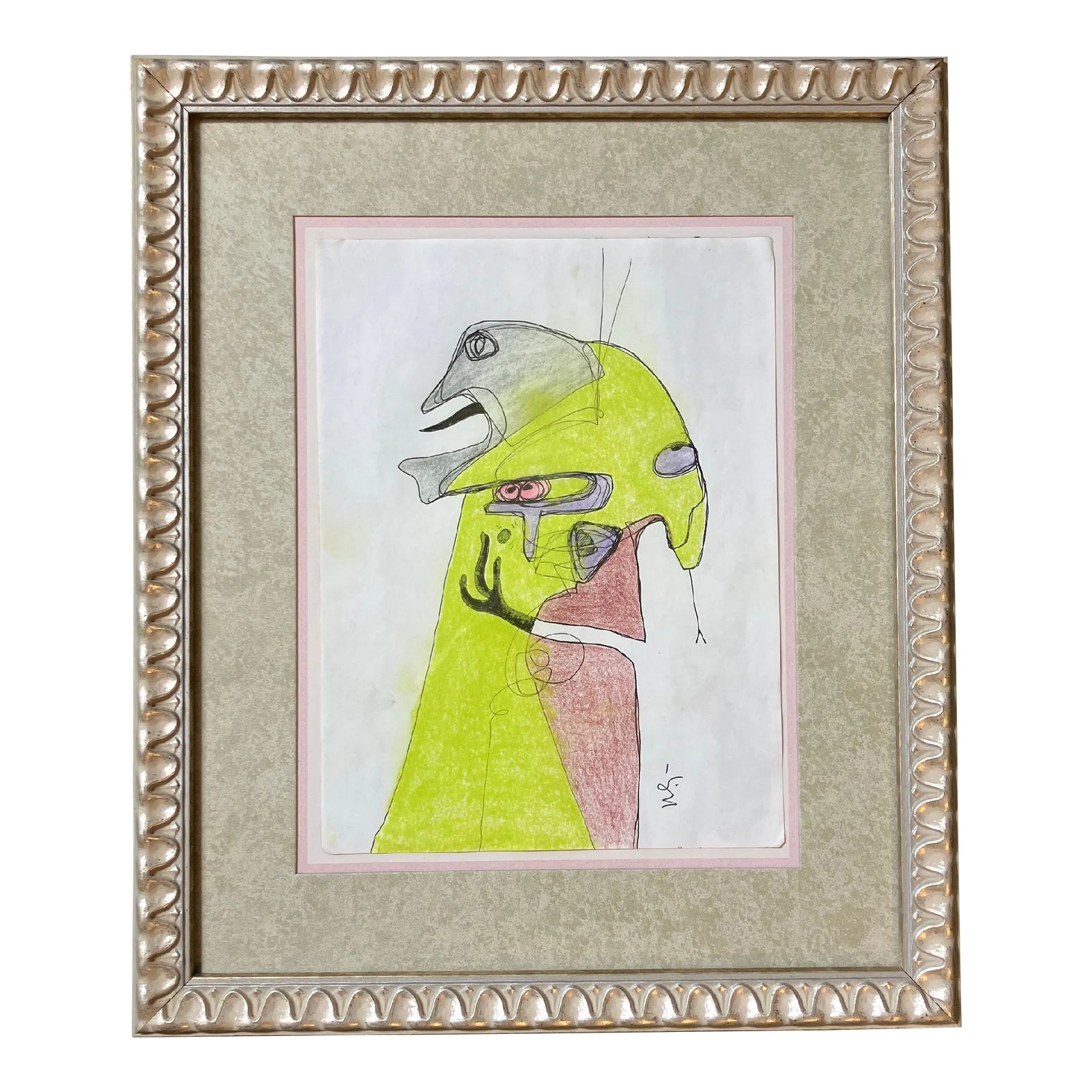 Contemporary Original Wayne Cunningham Abstract Ink Drawing/Pastel ...