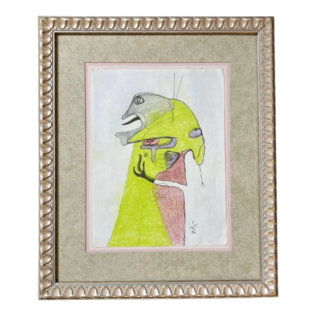 Contemporary Original Wayne Cunningham Abstract Ink Drawing/Pastel ...