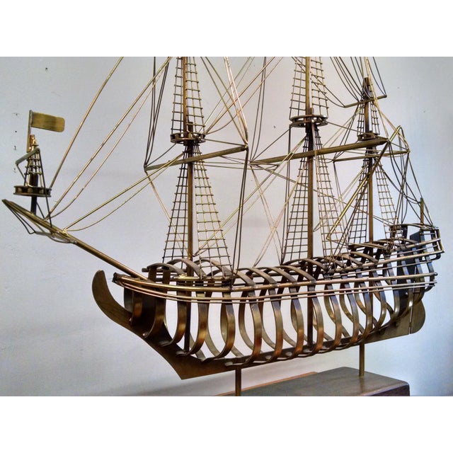 Curtis Jeré Brass Skeleton Sailing Ship Sculpture | Chairish