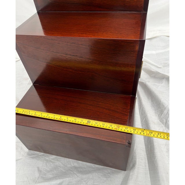 1980s Vintage Tansu Stair Step Chest Two Pass Through Drawers Double ...