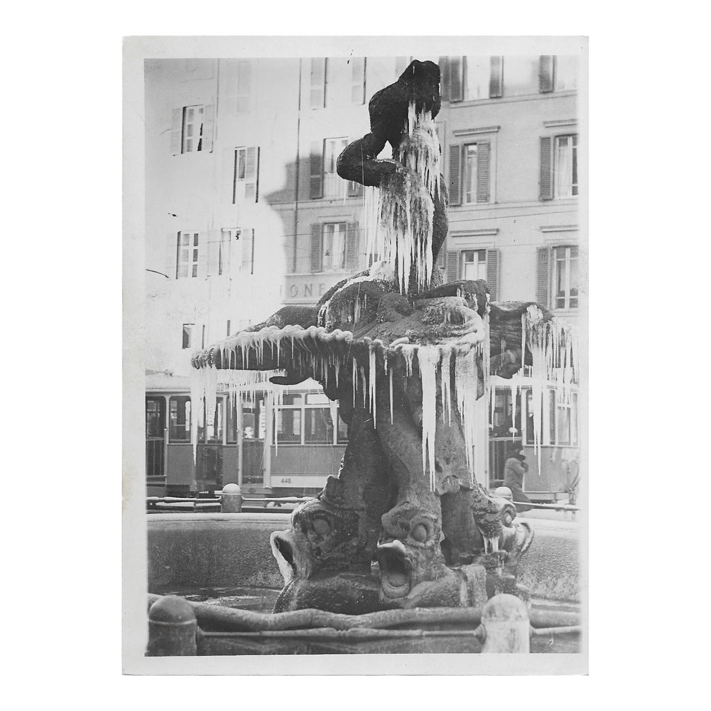 1950s Frozen Triton Fountain in Rome Photograph | Chairish