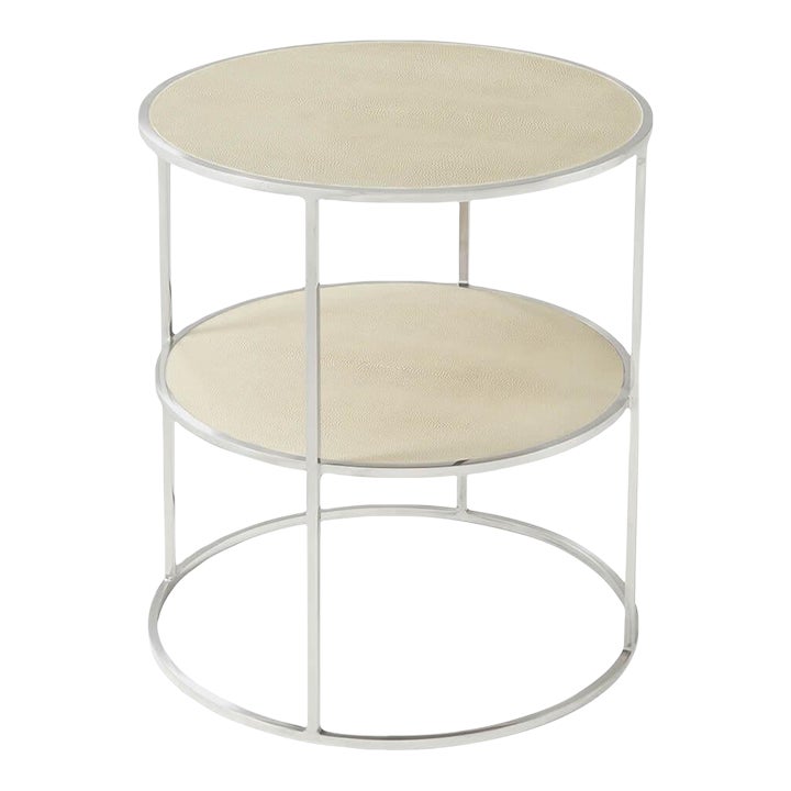 Leather Two Tier End Table | Chairish