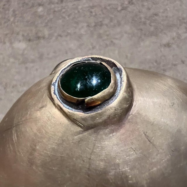 1960s Green Eyed Golden Brass Frog Sculpture Desk Paperweight | Chairish